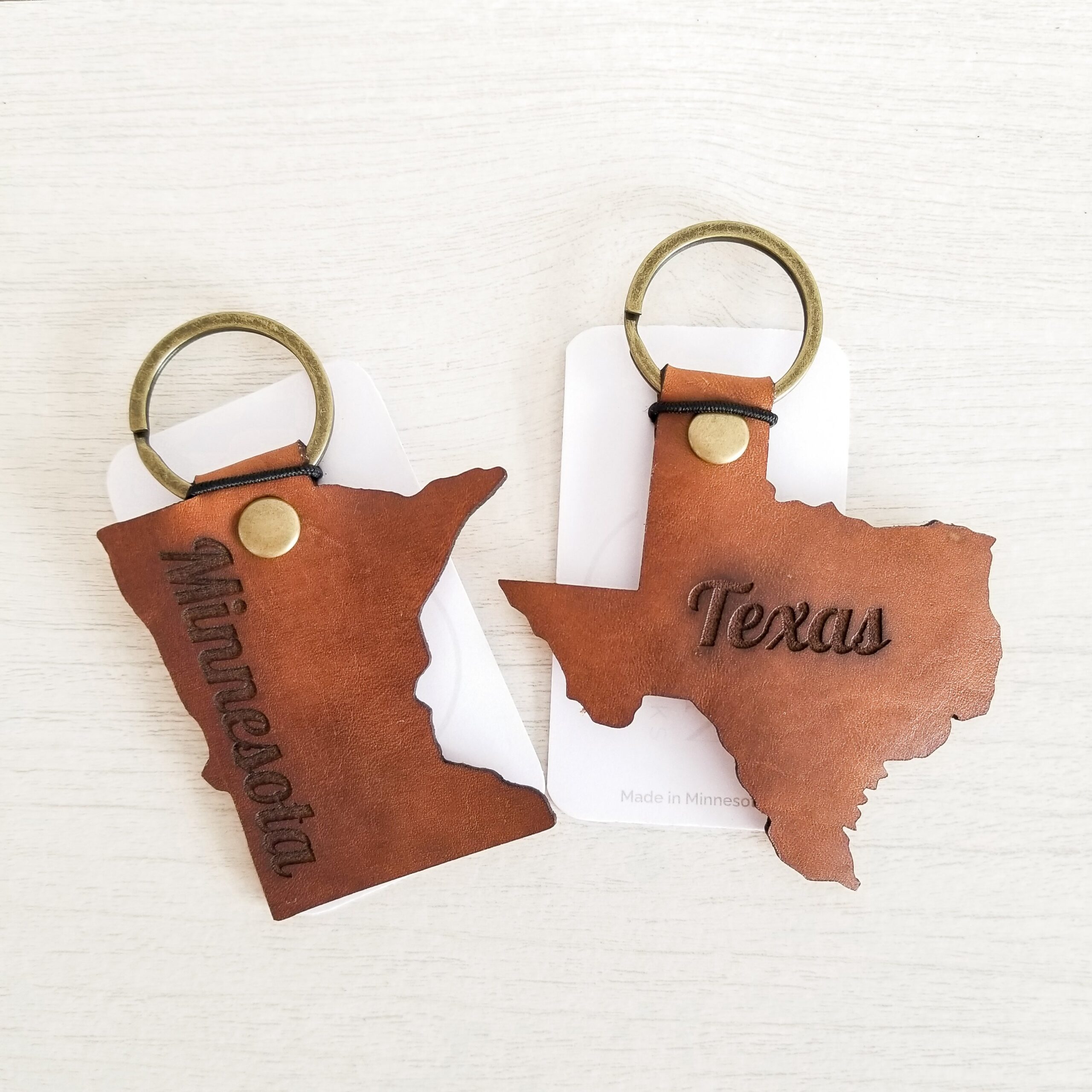Leather State Keychain - Crown Leatherworks